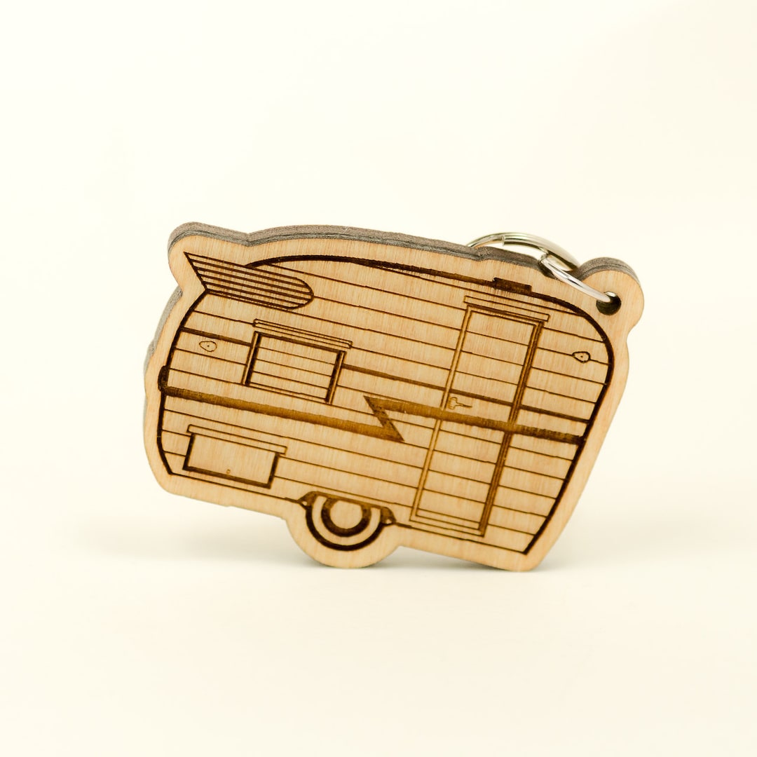 Shasta Compact Trailer Keychain - Shasta Camper Carved Wood Key Ring ...