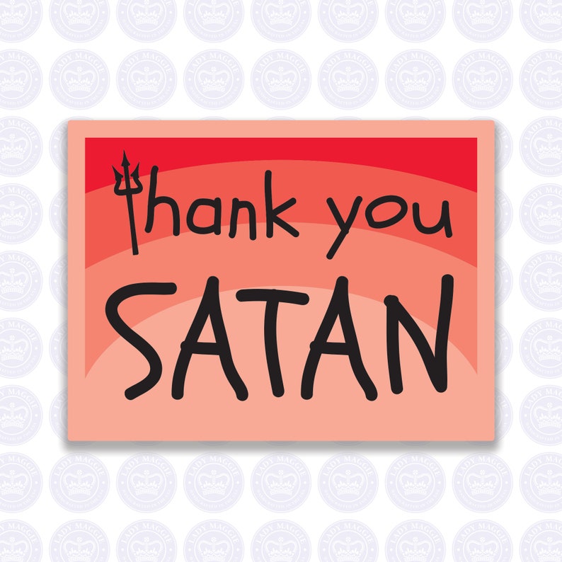 Thank You Satan Decal Funny Devil Decal Thank You Satan - Etsy