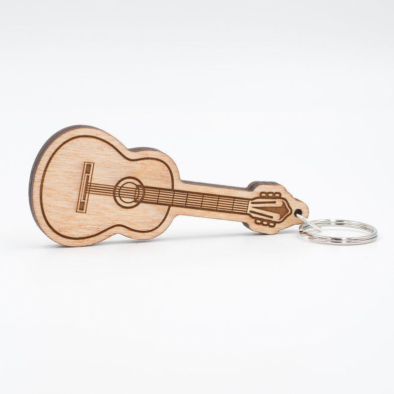 Classical Guitar Keychain Guitar Carved Wood Key Ring - Etsy