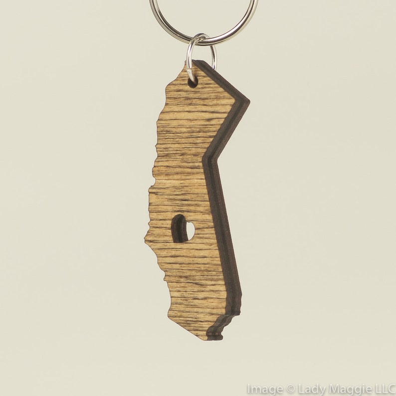 California Wooden Keychain CA State Keychain Wooden - Etsy
