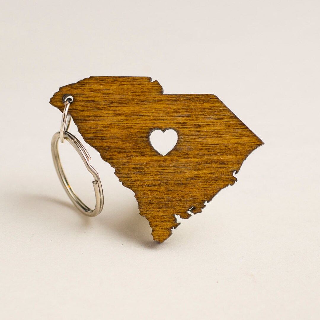 South Carolina Keychain - SC State Keychain - Wooden South Carolina ...