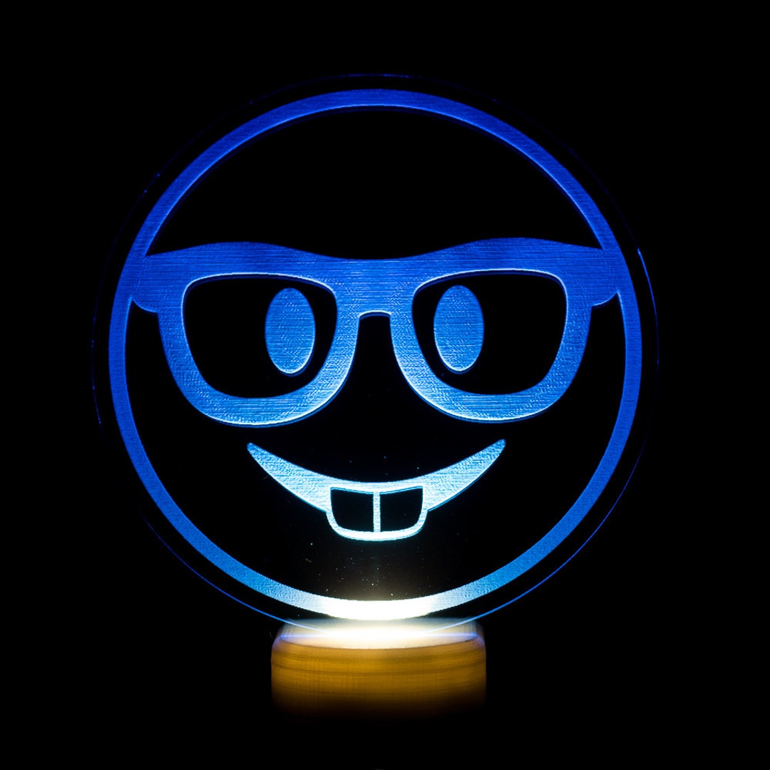 Nerd Face Emoji Night Light - Nerd Face Emoji LED Nightlight - Nerd ...