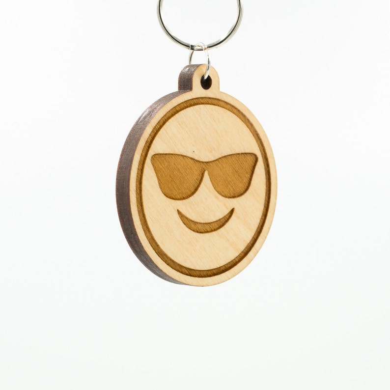 Cool Emoji Sunglass Face Emoji Wood Keychain Sunglasses | Etsy