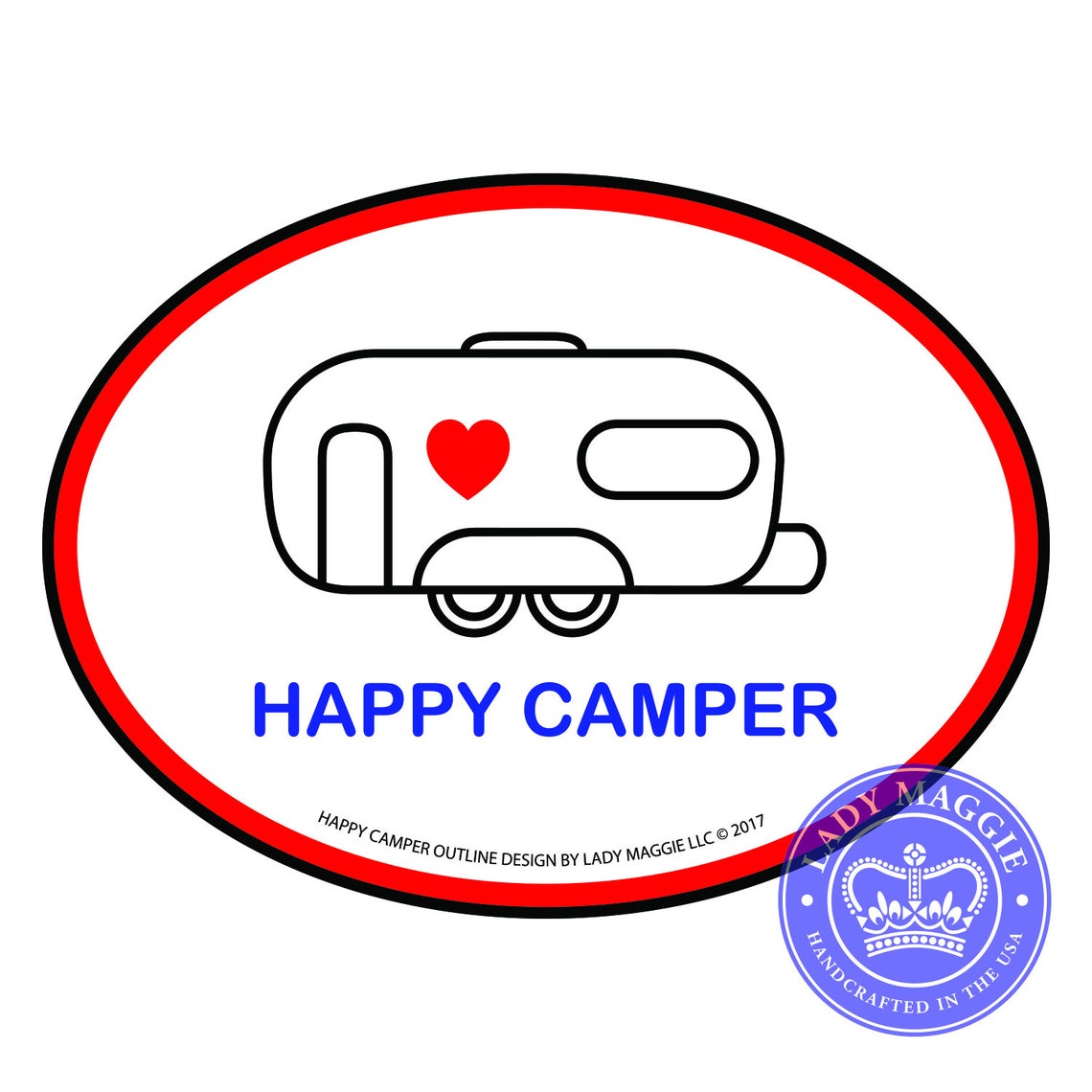 Happy Camper Decal Double Wheel Camper Decal Camping | Etsy