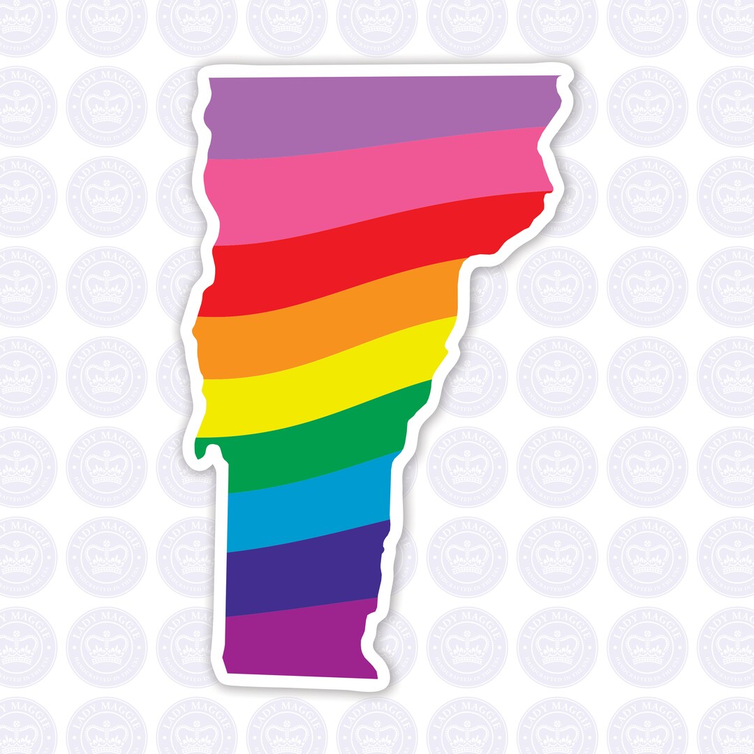 Vermont Rainbow Flag Decal - VT LGBTQ Decal - Vermont State Bumper ...
