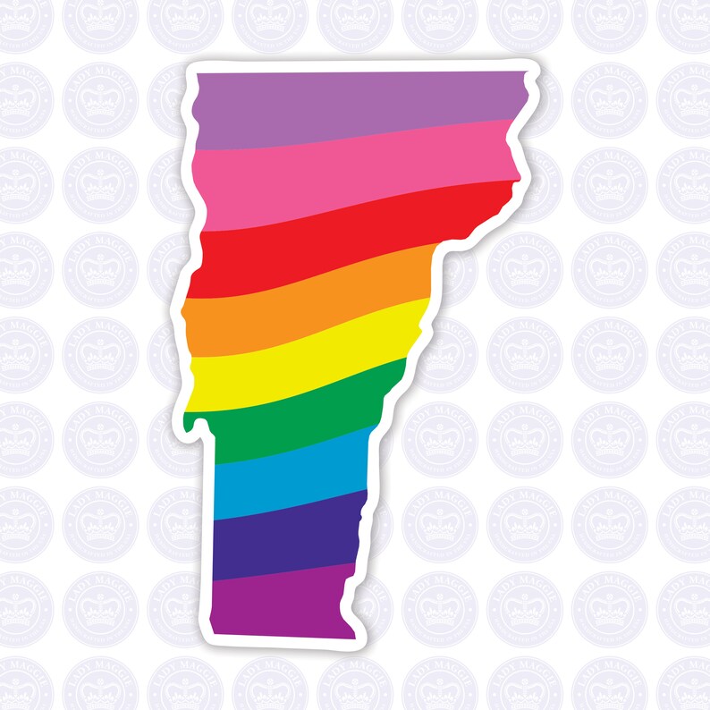 Vermont Rainbow Flag Decal - VT LGBTQ Decal - Vermont State Bumper ...