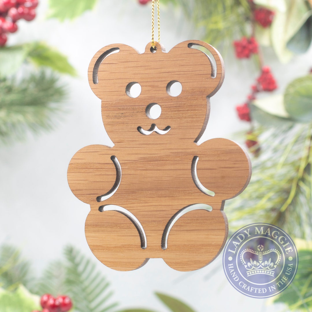 Teddy Bear Shaped Christmas Ornament - Teddy Bear Silhouette Laser Cut ...