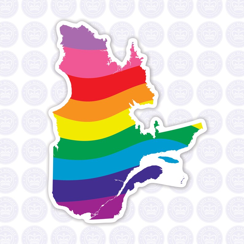 Quebec Rainbow Flag Decal - Quebec LGBTQ Decal - Provincial Flag of ...