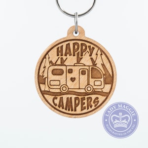 Happy Campers RV Camper Keychain - Motorhome Camper Charm - Camping ...