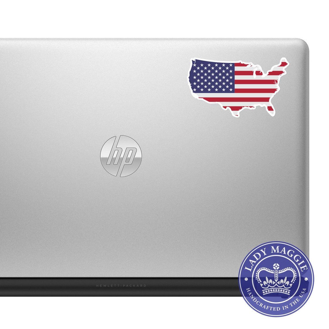 American Flag Decal - USA Flag Decal Bumper Sticker - Shape of America ...