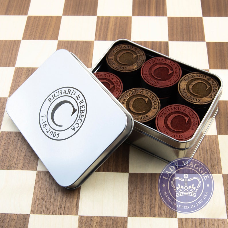 Personalized Checkers Pieces Custom Engraved Checkers | Etsy