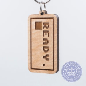 Ready. Keychain - C64 Carved Wood Key Ring - 8 Bit Home Computer ...