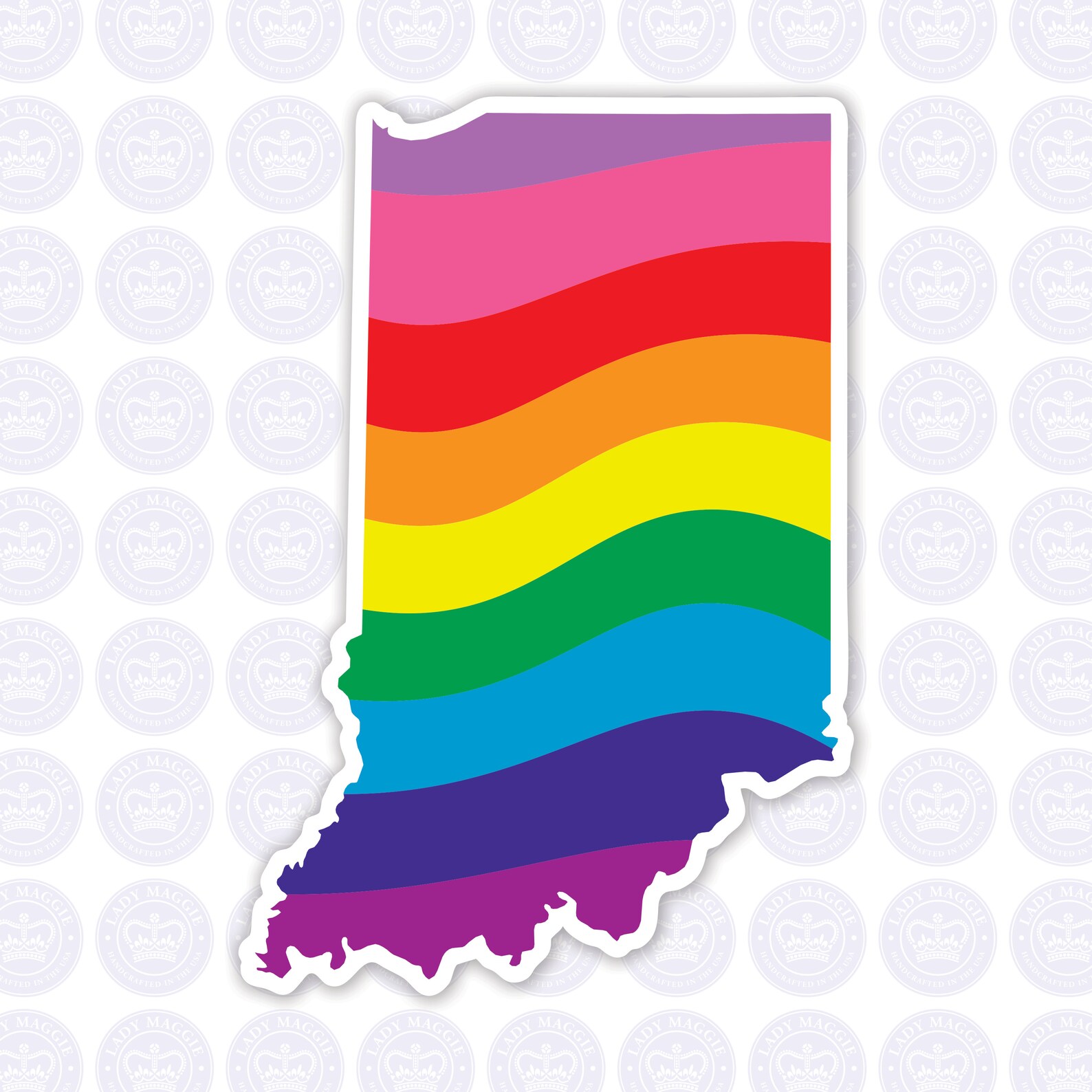 Indiana Rainbow Flag Decal - IN State LGBTQ Flag Decal - Indiana State ...