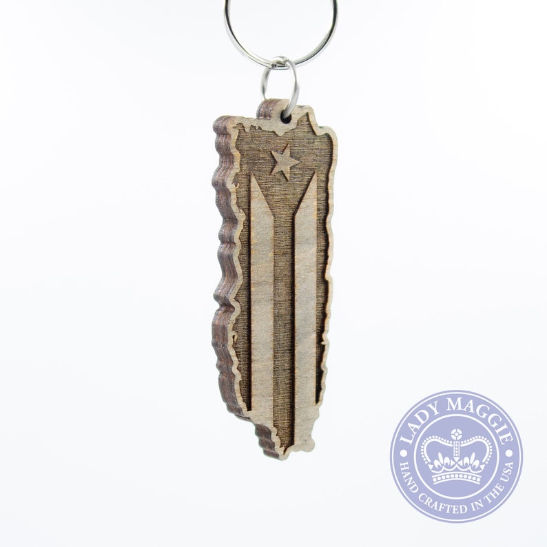 Puerto Rico Keychain Puerto Rican Flag Keychain Engraved | Etsy