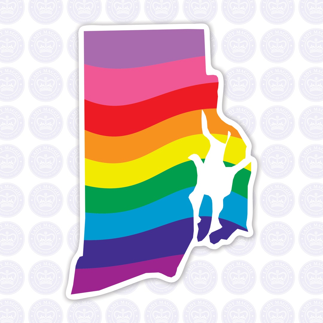 Rhode Island Rainbow Flag Decal - RI LGBTQ Decal - Rhode Island State ...