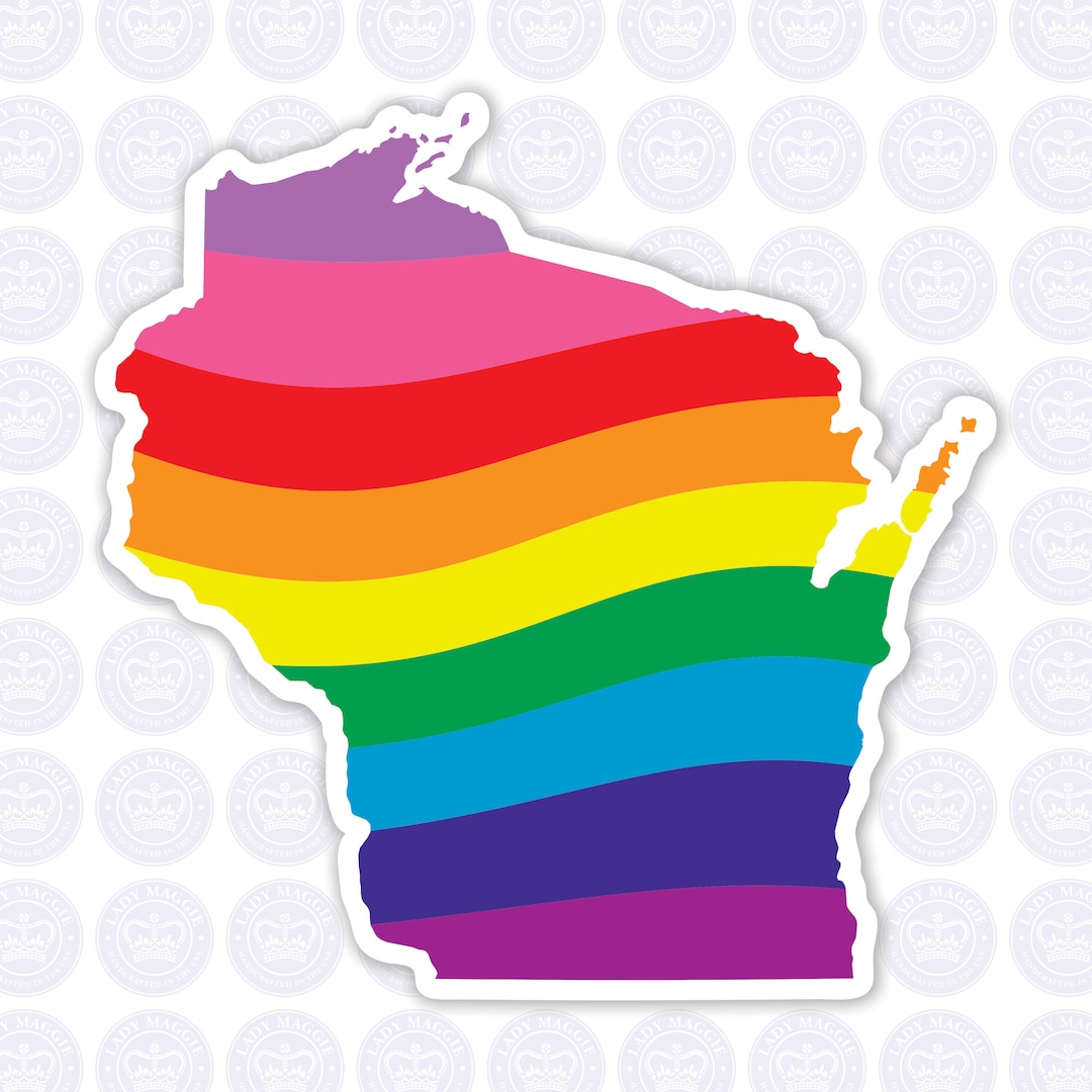 Wisconsin Rainbow Flag Decal - WI State LGBTQ Flag Decal - Wisconsin ...