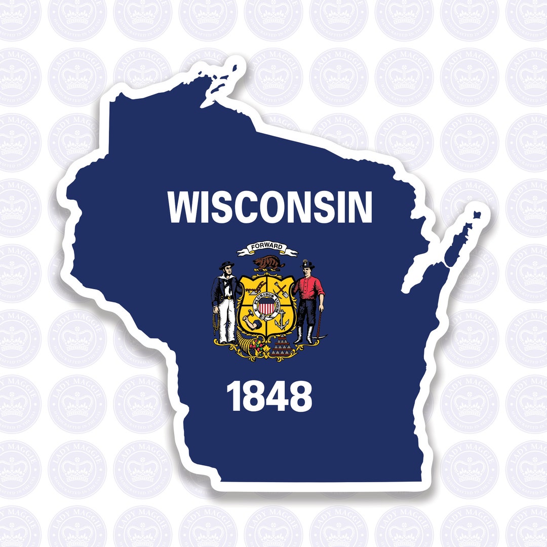 Wisconsin Decal - WI State Flag Decal - Wisconsin State Bumper Sticker ...