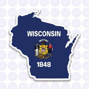 Wisconsin Decal - WI State Flag Decal - Wisconsin State Bumper Sticker ...