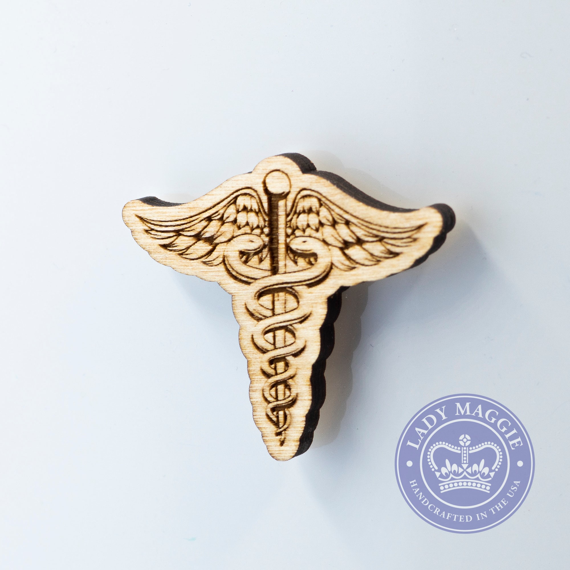 Wooden Caduceus Magnet - Medical Symbol Wooden Magnet - Rod of Hermes ...