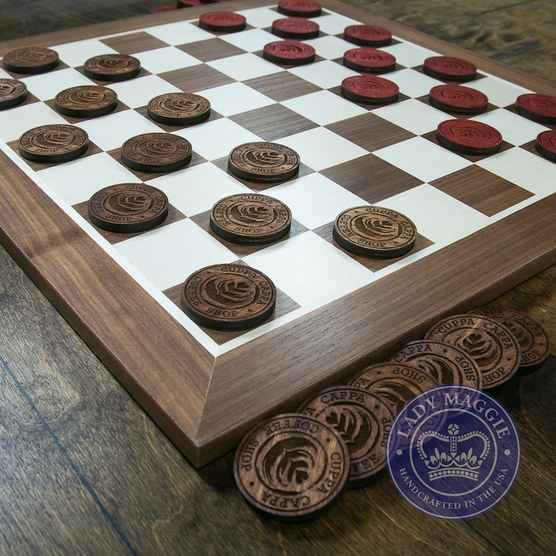 Custom Design Checkers Game Custom Engraved Logo Checkers & | Etsy