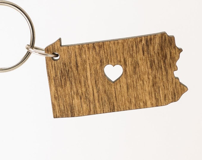 Pennsylvania Wooden Keychain PA State Keychain Wooden Pennsylvania ...