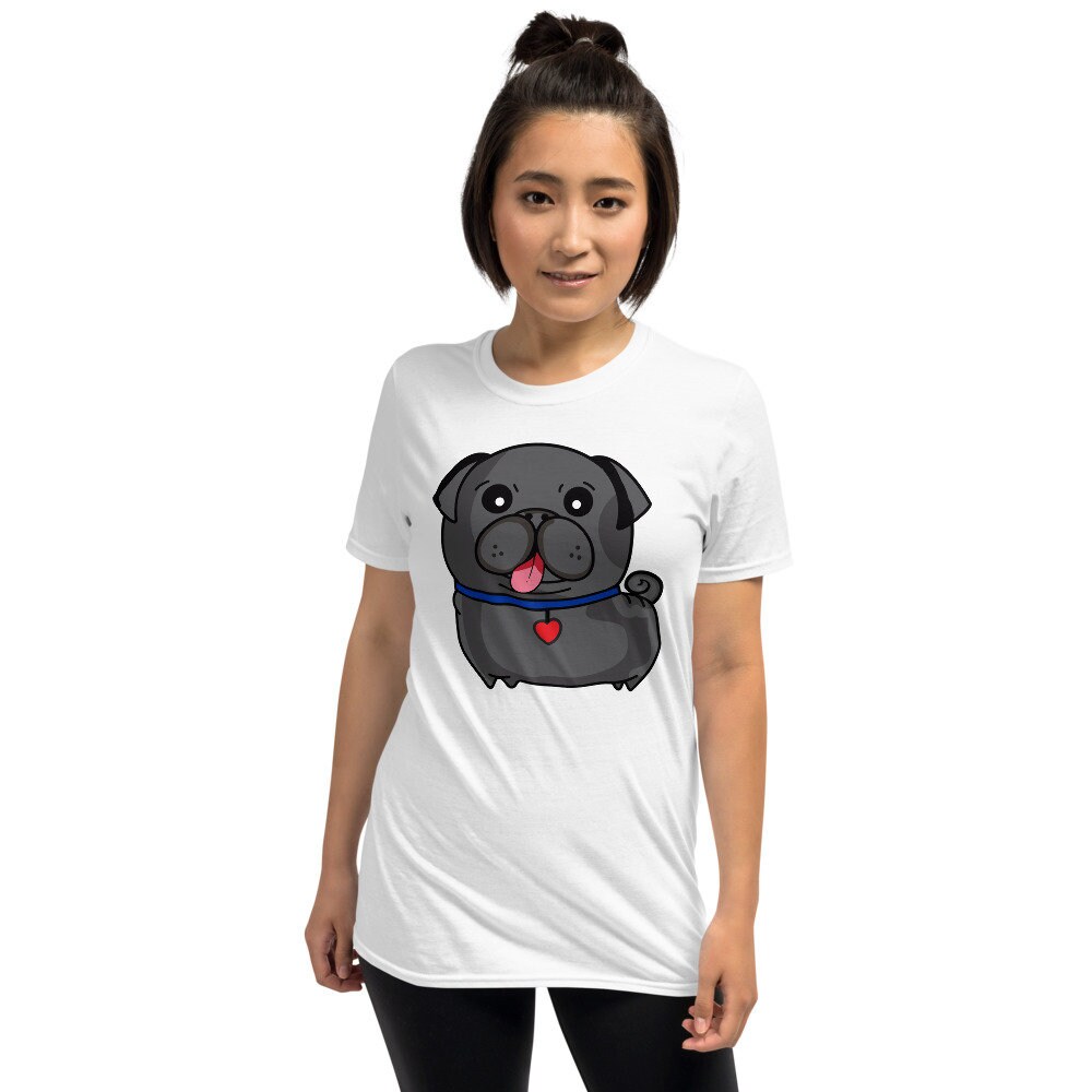 Black Pug T-shirt - Black Pug Dog Tee Shirt - Black Pug Tongue Out ...