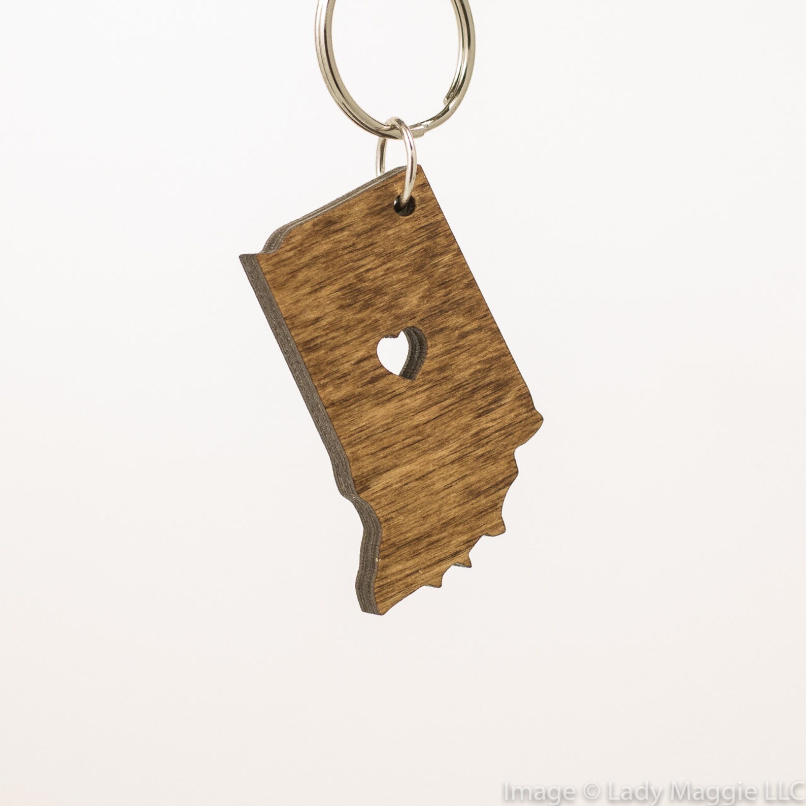 Indiana Wooden Keychain IN State Keychain Wooden Indiana - Etsy