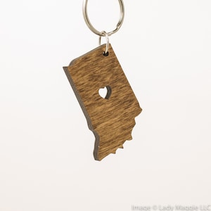 Indiana Wooden Keychain - IN State Keychain - Wooden Indiana Carved Key ...