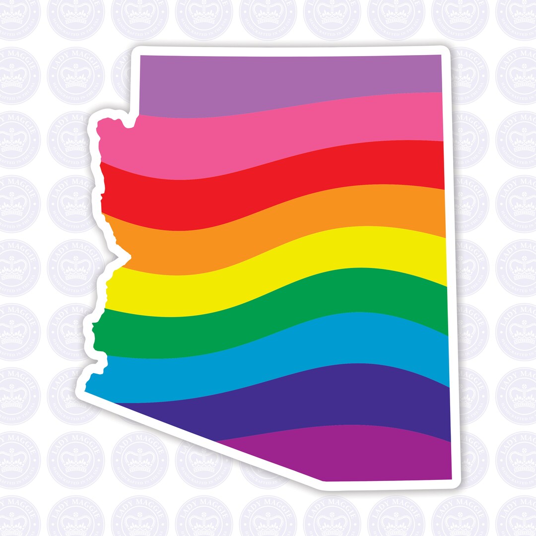 Arizona Rainbow Flag Decal AZ LGBTQ Rainbow Flag Decal Arizona State ...