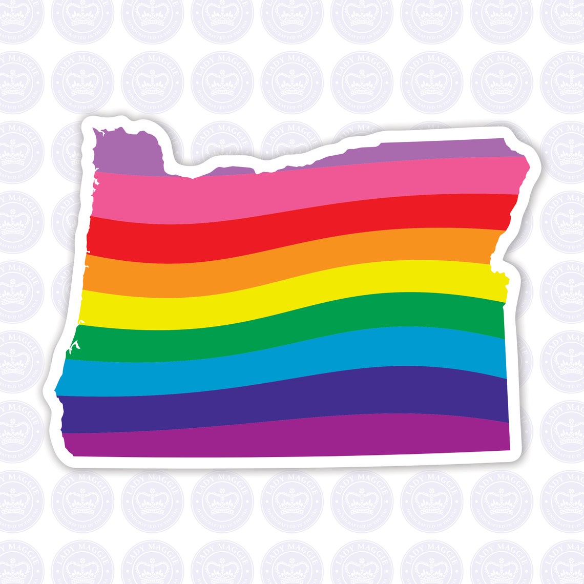 Oregon Rainbow Flag Decal - OR State LGBTQ Decal - Oregon State Bumper ...