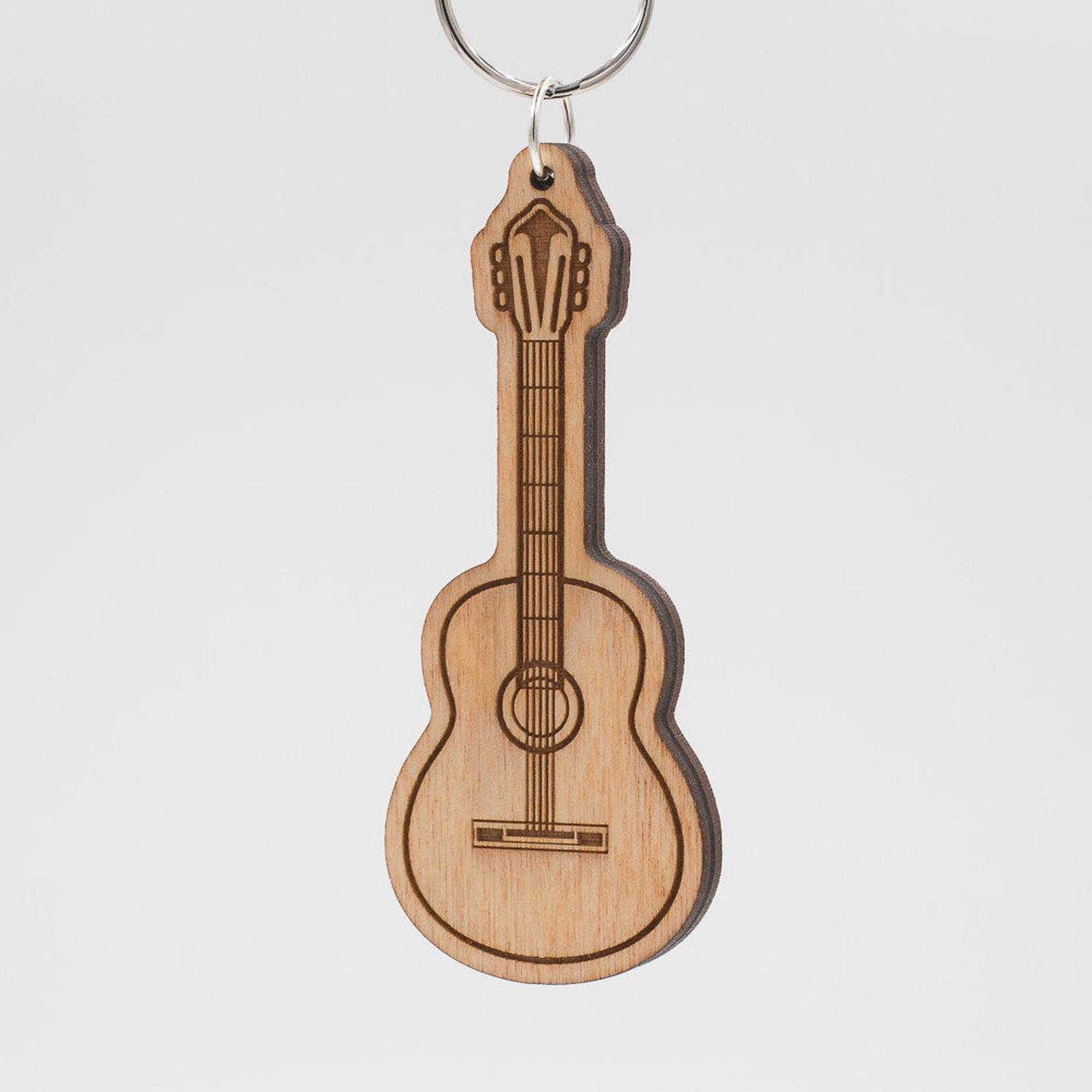 Classical Guitar Keychain Guitar Carved Wood Key Ring - Etsy