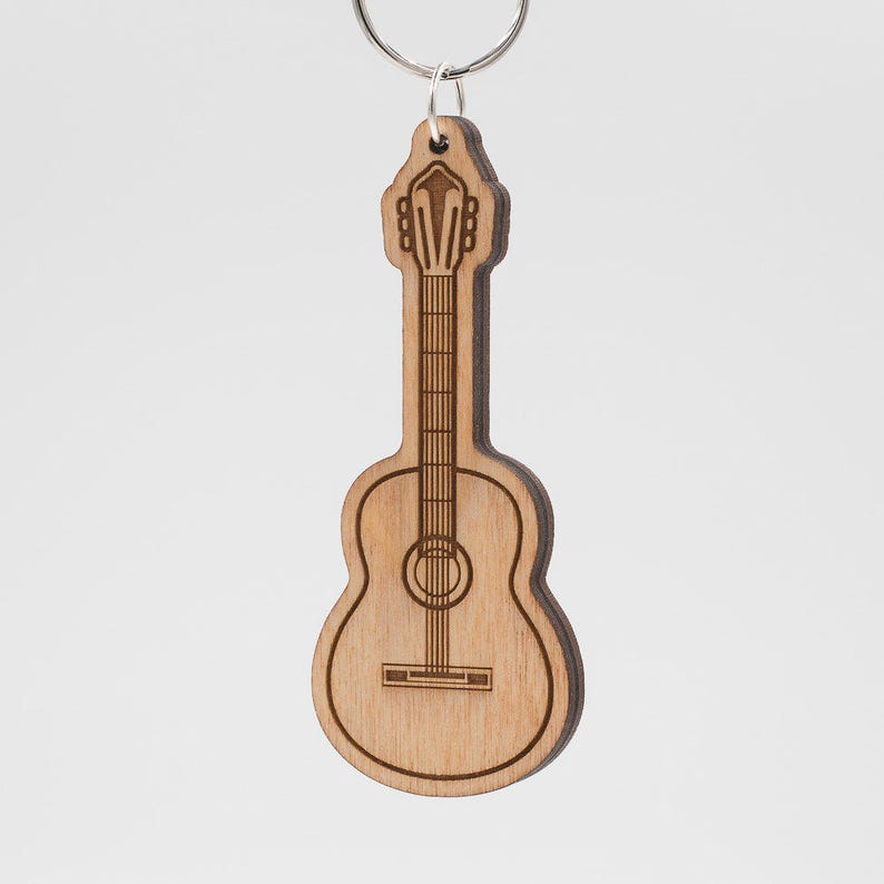 Classical Guitar Keychain Guitar Carved Wood Key Ring - Etsy