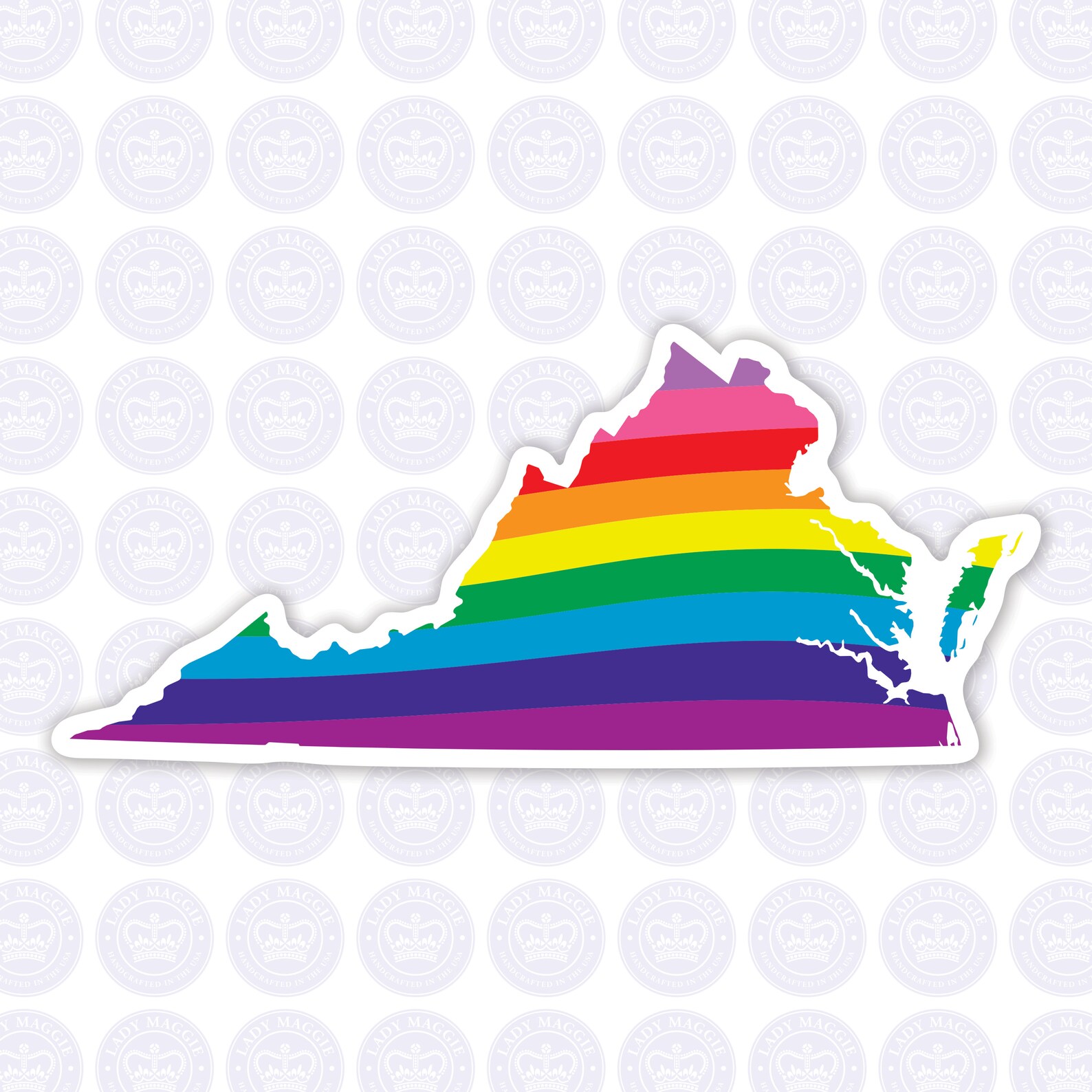 Virginia Rainbow Flag Decal VA State LGBTQ Decal Virginia | Etsy
