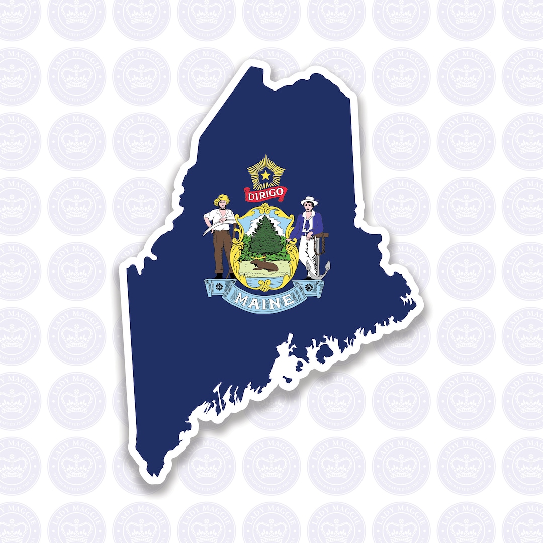 Maine Decal - ME State Flag Decal - Maine State Bumper Sticker - State ...