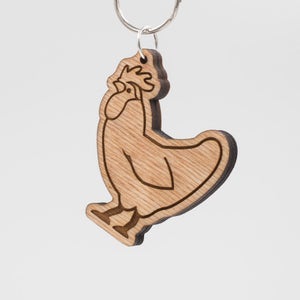 Chicken Emoji Wood Keychain - Rooster Emoji - Standing Chicken Emoji ...