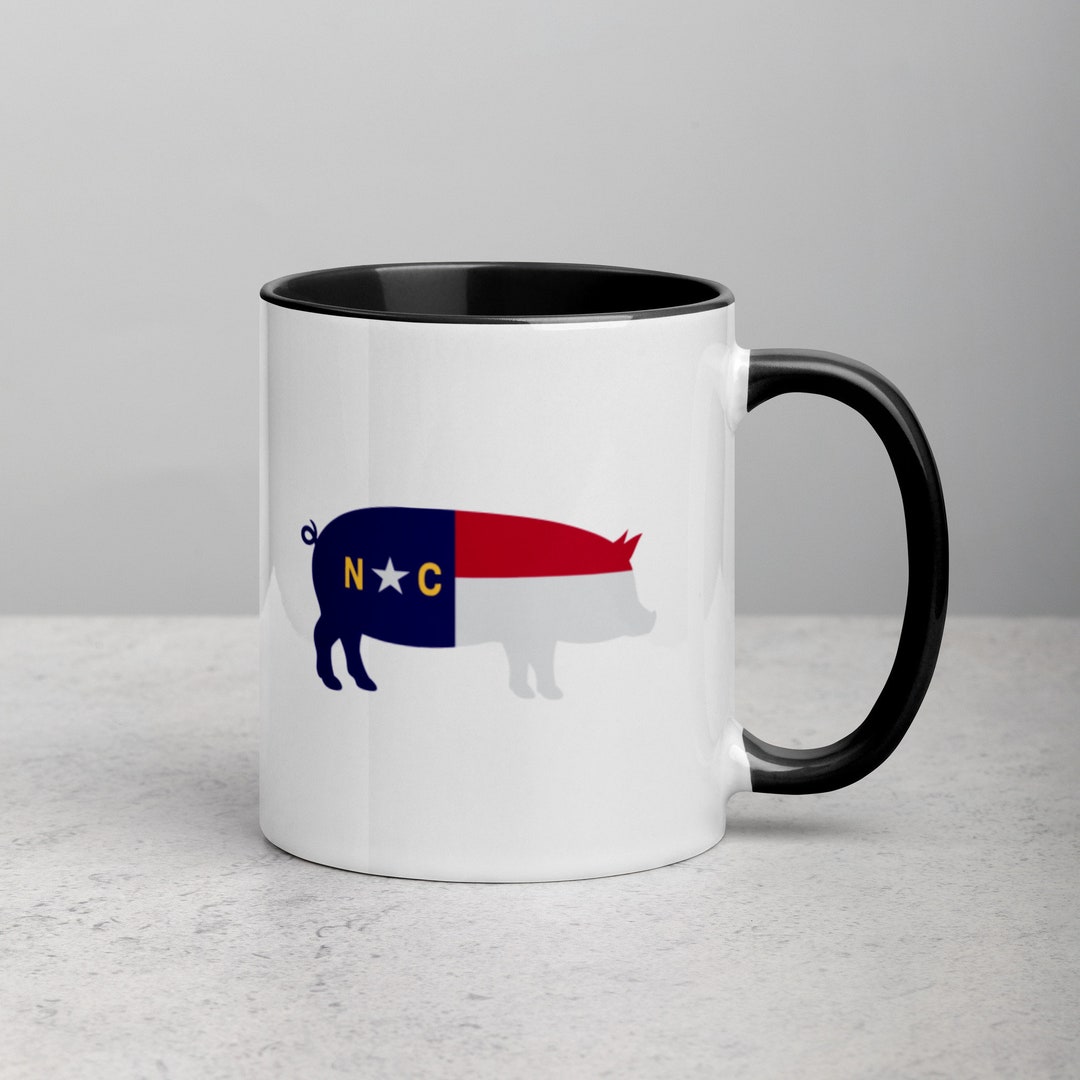NC Pig Mug - North Carolina Pig Coffee Cup - NC State Flag Pig Cup - NC ...