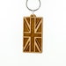 British Flag Keychain - Union Jack Flag Carved Wood Key Ring - UK Flag ...