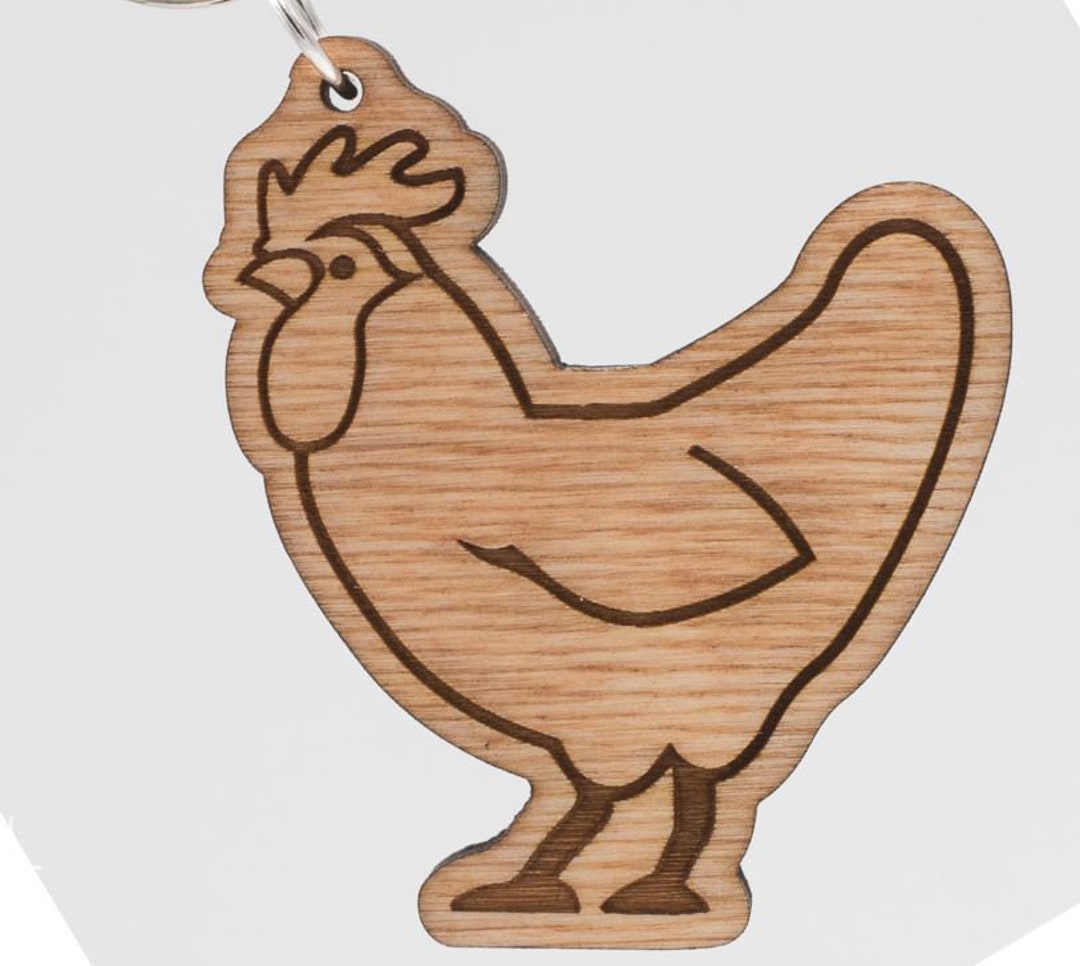 Chicken Emoji Wood Keychain - Rooster Emoji - Standing Chicken Emoji ...