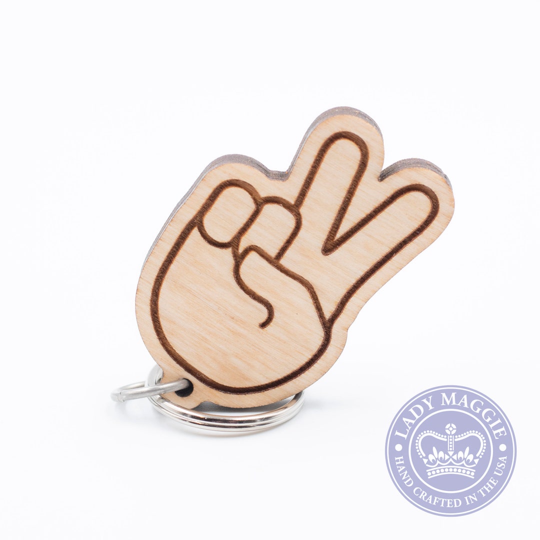 Victory Hand Sign Emoji Keychain - Peace Sign Emoji Keychain - V for ...