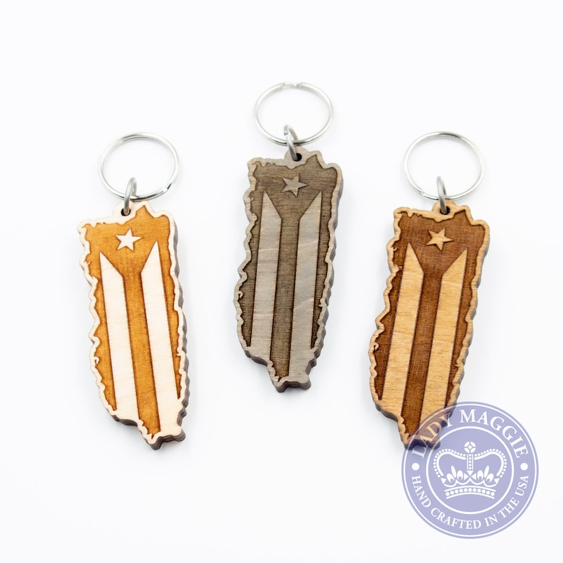 Puerto Rico Keychain Puerto Rican Flag Keychain Engraved | Etsy