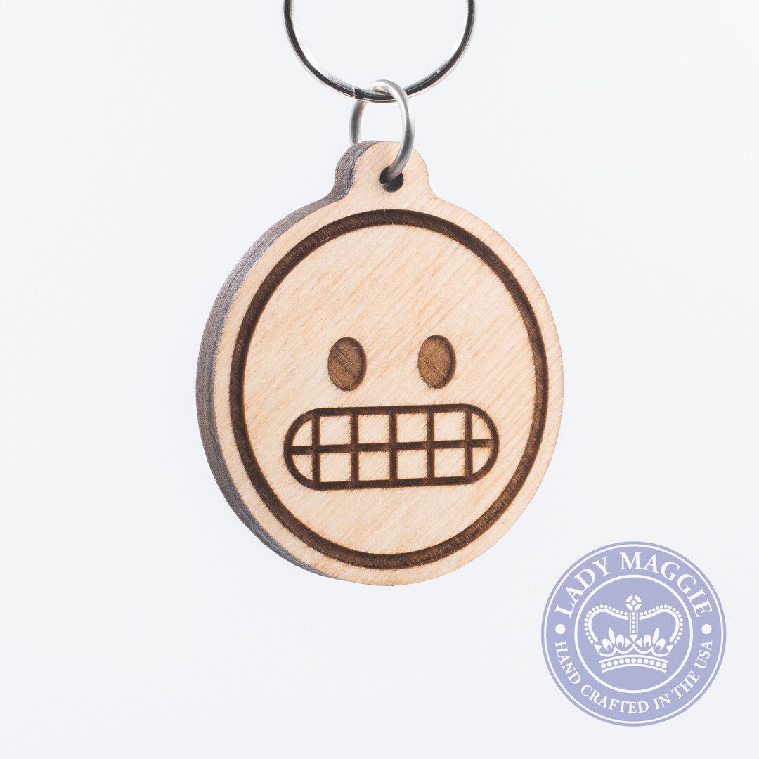 Gritting Face Emoji Keychain Grimacing Emoji Keyring - Etsy