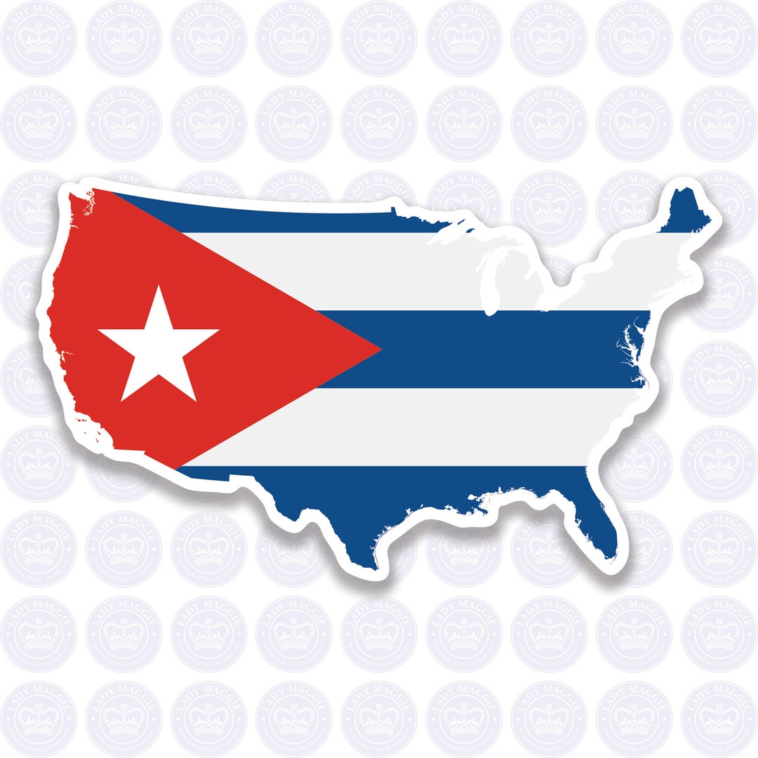 Cuban America Decal - American Cuba Flag Decal - Cuba Flag Expat Decal ...