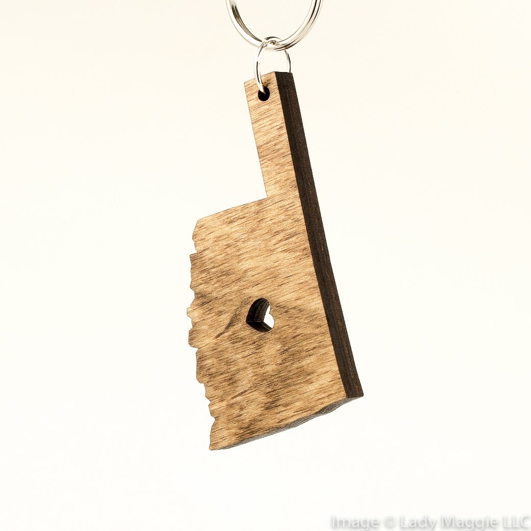 Oklahoma Wooden Keychain - OK State Keychain - Wooden Oklahoma Carved ...
