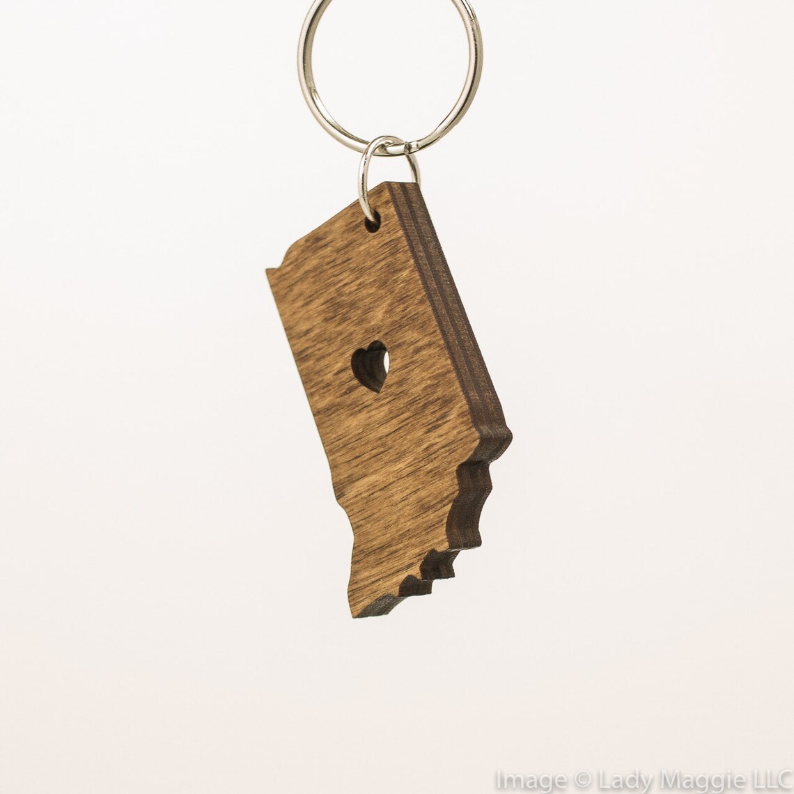 Indiana Wooden Keychain IN State Keychain Wooden Indiana - Etsy
