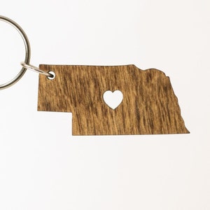 Nebraska Wooden Keychain - NE State Keychain - Wooden Nebraska Carved ...