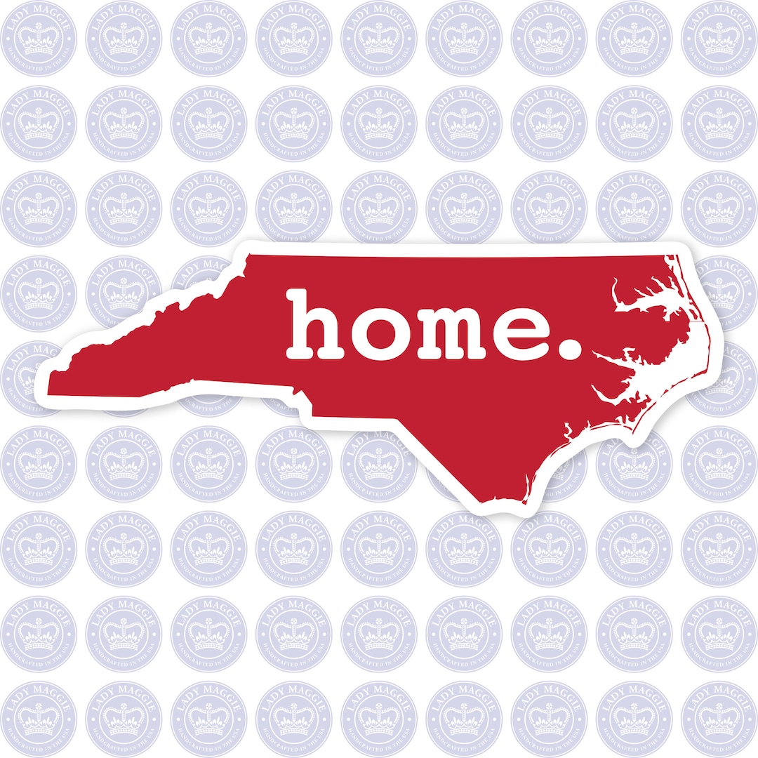 North Carolina Home Decal - Red NC State Decal - North Carolina State ...