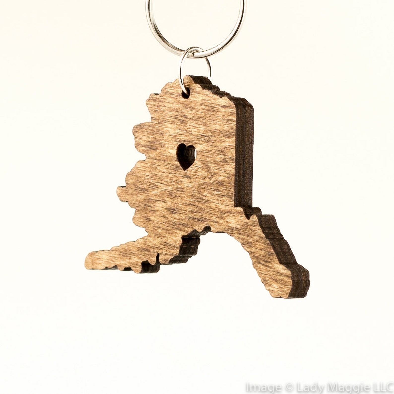 Alaska Wooden Keychain AK State Keychain Wooden Alaska - Etsy