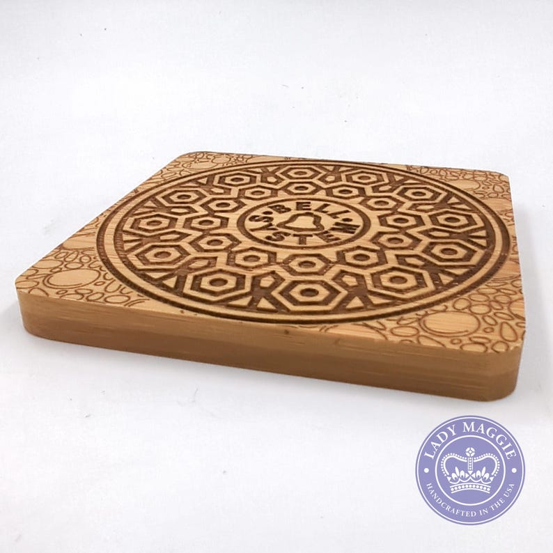 Bell System Manhole Cover Mandala Logo Vintage Bamboo Coasters | Bell ...