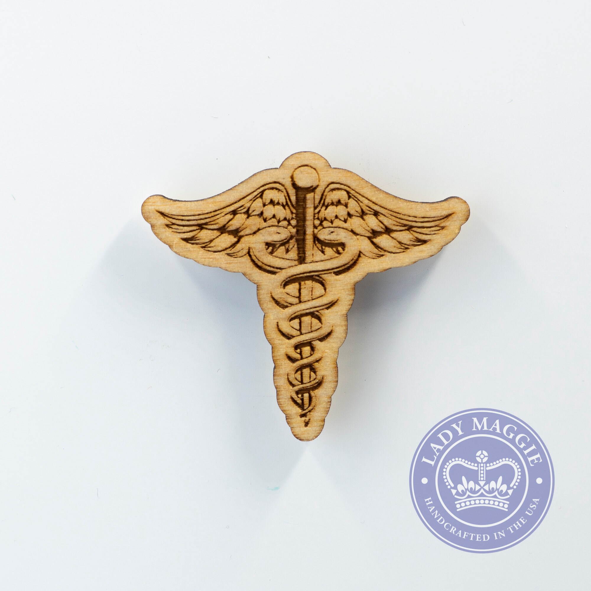 Wooden Caduceus Magnet - Medical Symbol Wooden Magnet - Rod of Hermes ...