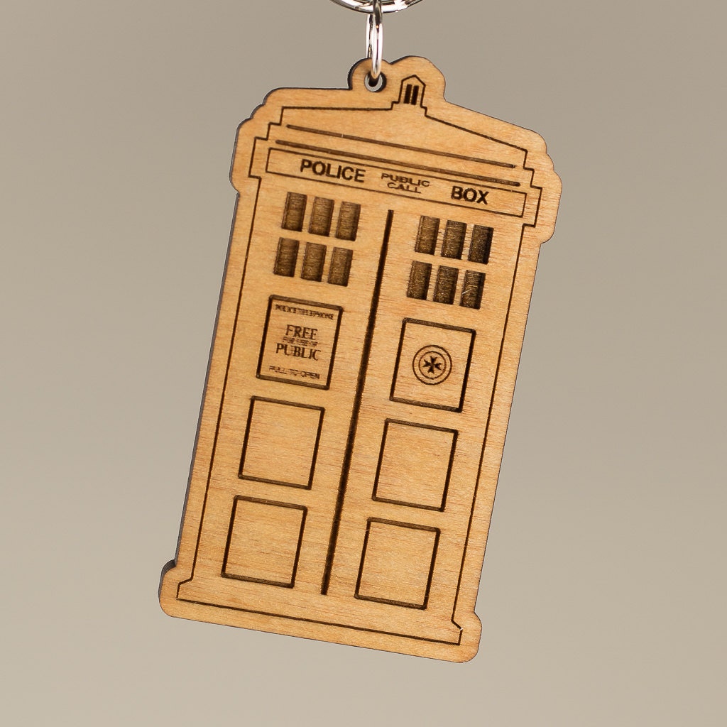 Doctor Who Tardis Keychain Dr. Who Carved Wood Key Ring | Etsy